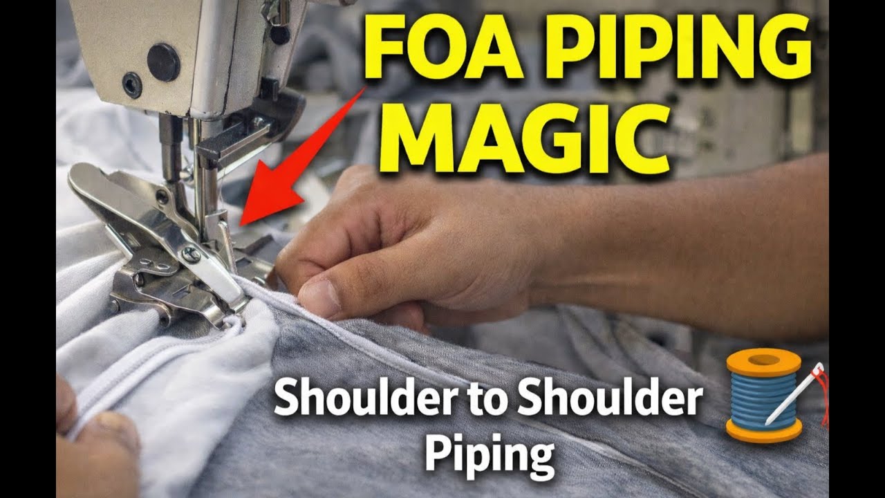 Shoulder to Shoulder Piping by FOA | Knit Garment Sewing Process - YouTube