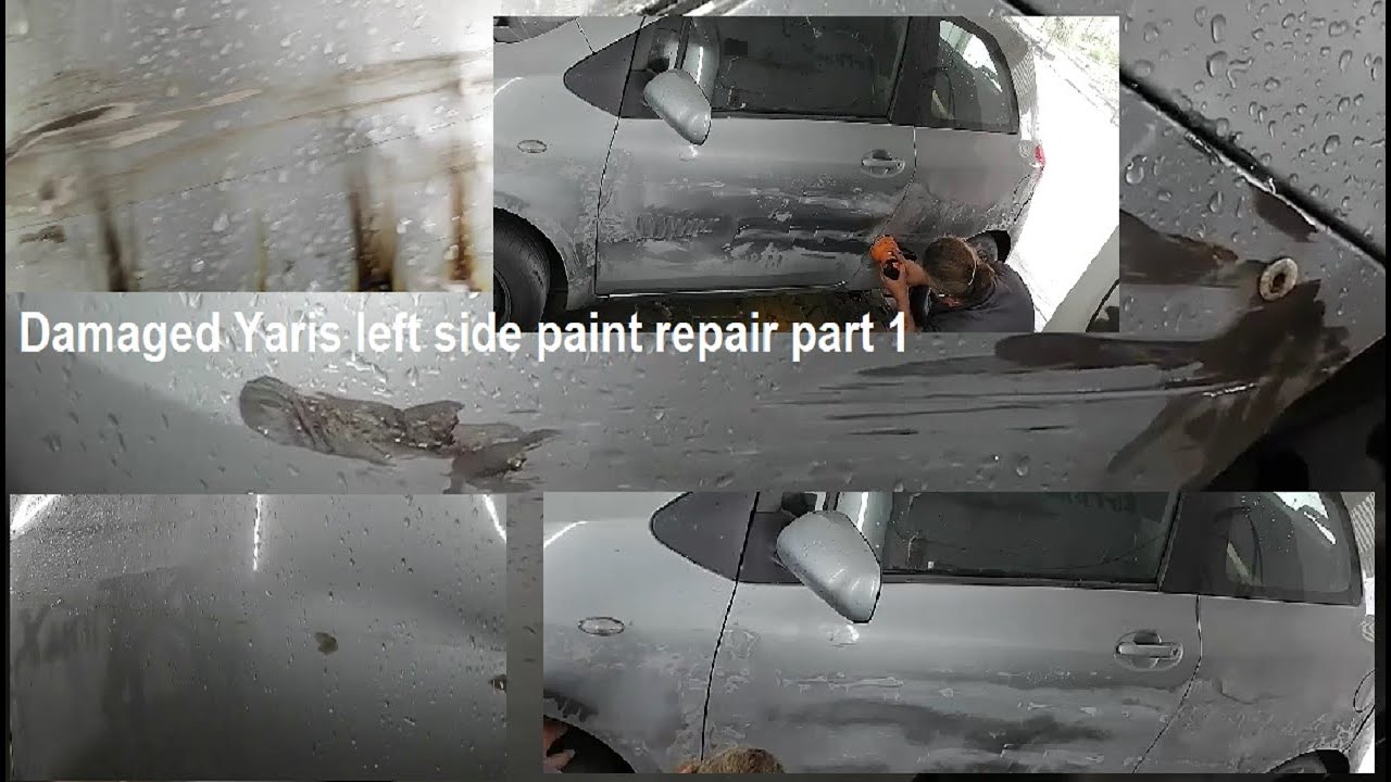 Damaged Yaris left side paint repair part 1 - YouTube