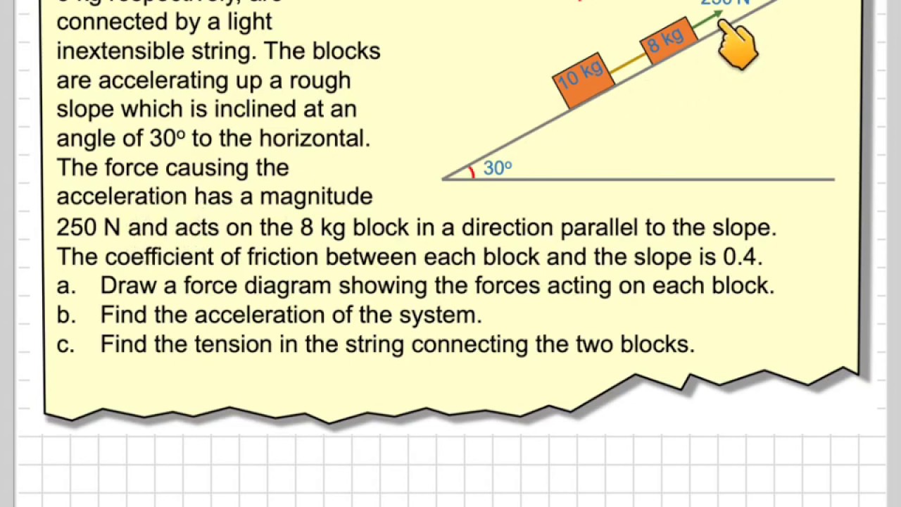 A connected object accelerating up a rough slope - YouTube