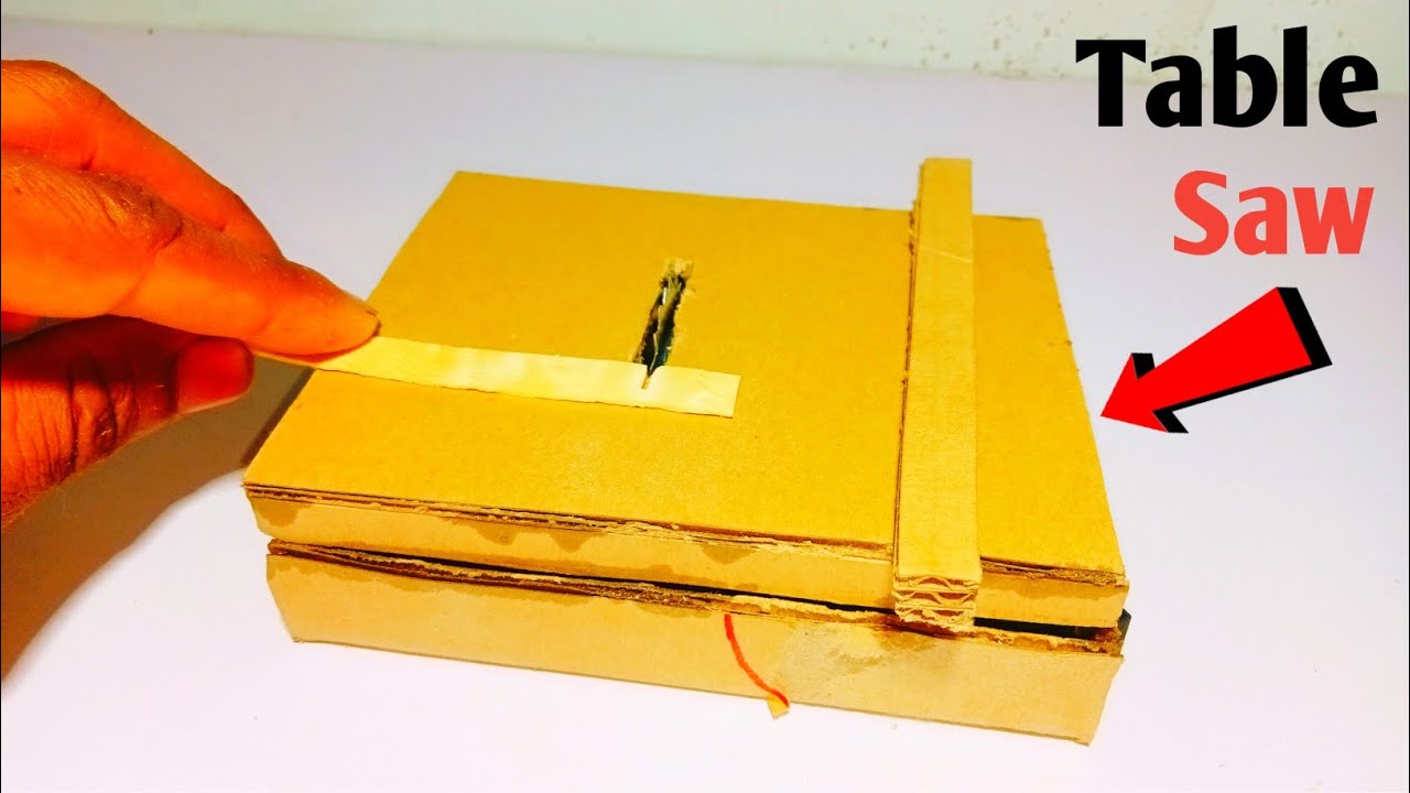 How to make a mini Table Saw with cardboard - YouTube