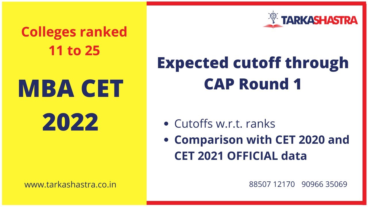 MBA CET 2022 - CAP Round 1 Expected cutoffs for Colleges 11 to 25 ...
