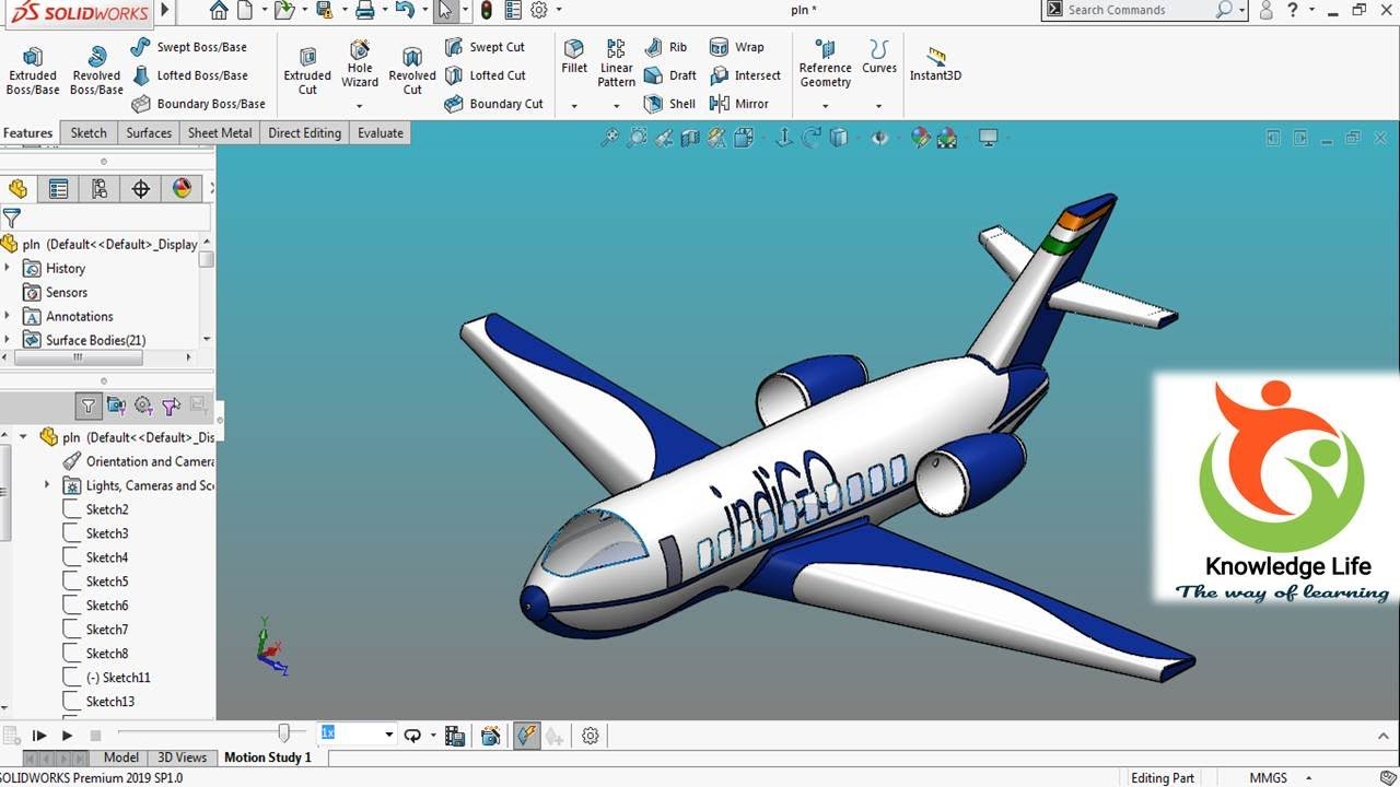 Aeroplane design in solidworks|cad cam tutorial|knowledge life| - YouTube