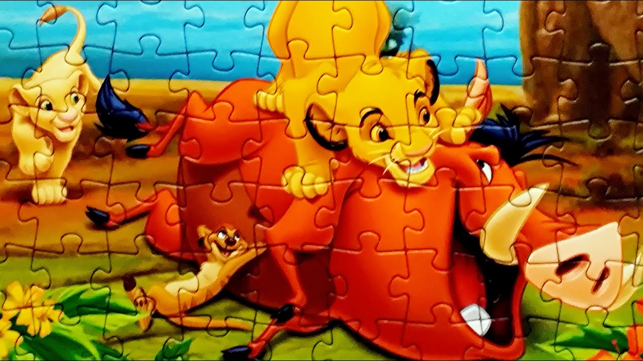 The Lion King.Pumbaa and Simba are friends.|Let's put the puzzle ...