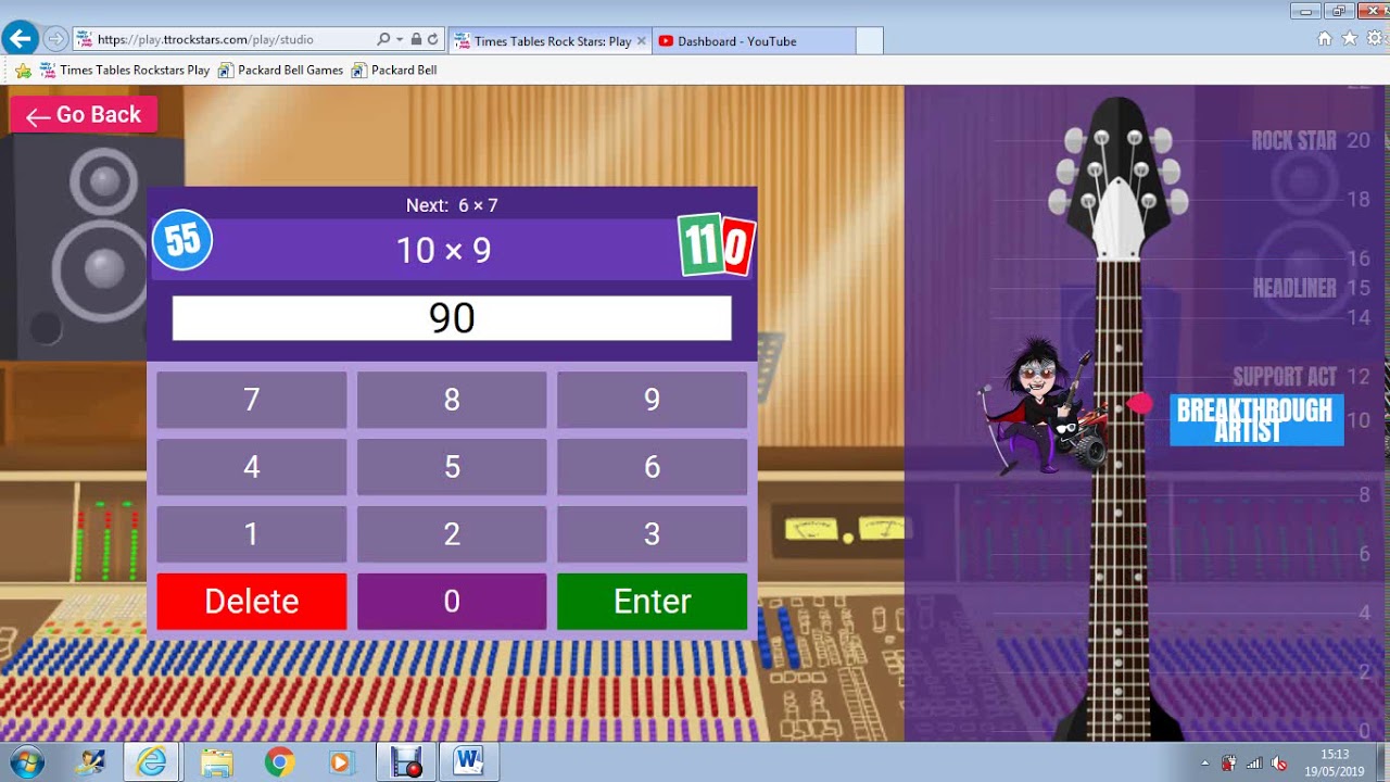 NEW HIGHSCORE ON TIMES TABLES ROCK STARS! 120 IN A MINUTE!!! - YouTube