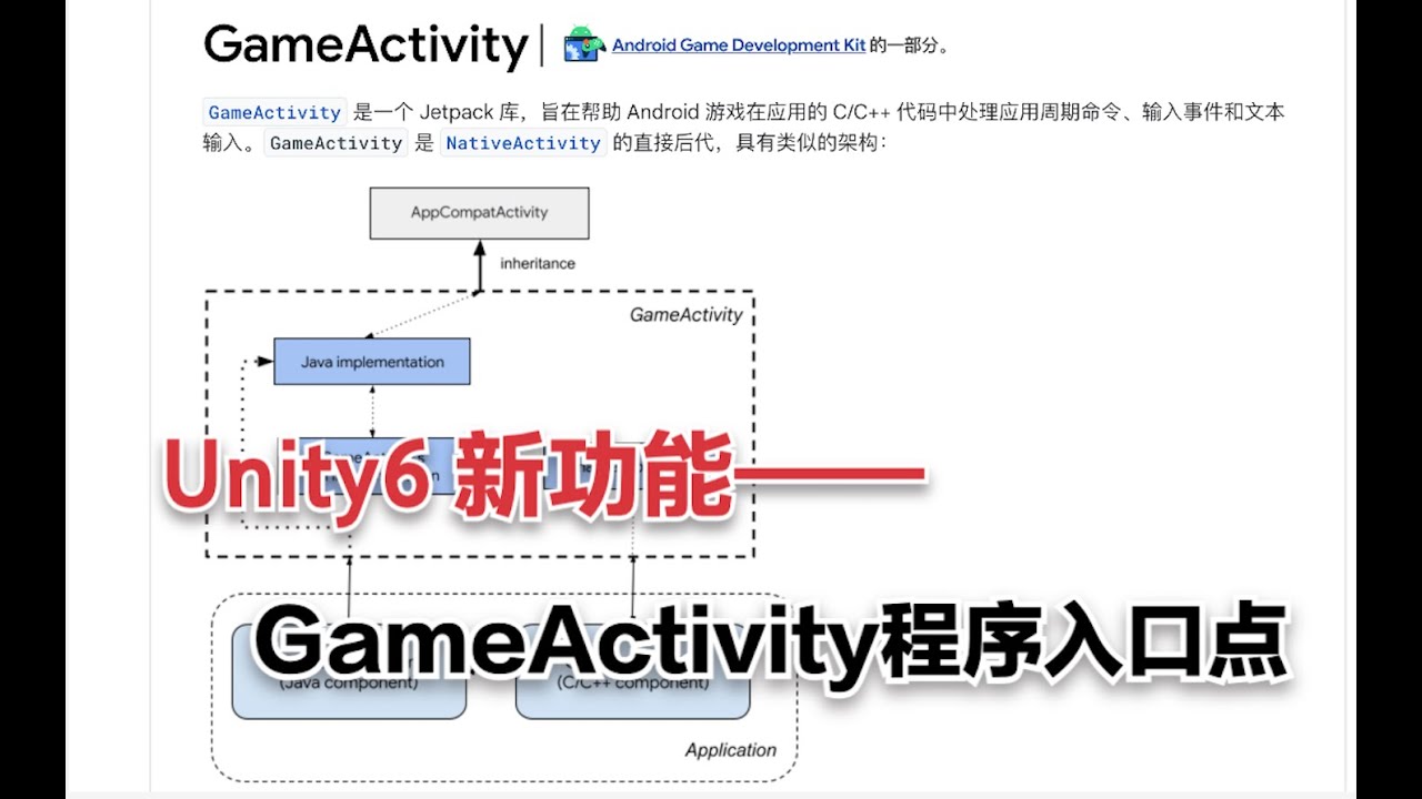 Unity6新功能介绍——GameActivity应用程序入口 - YouTube