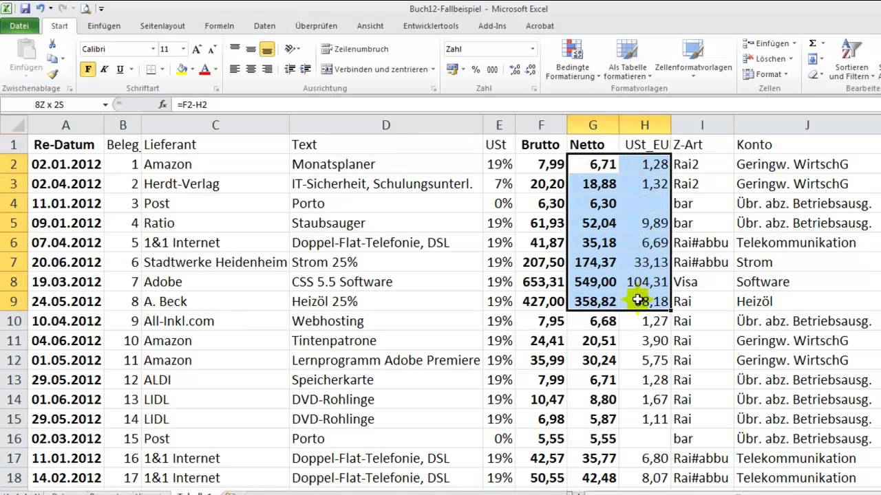E06 Excel Einfache Berechnungen und Einsatz des Dreisatzes - YouTube