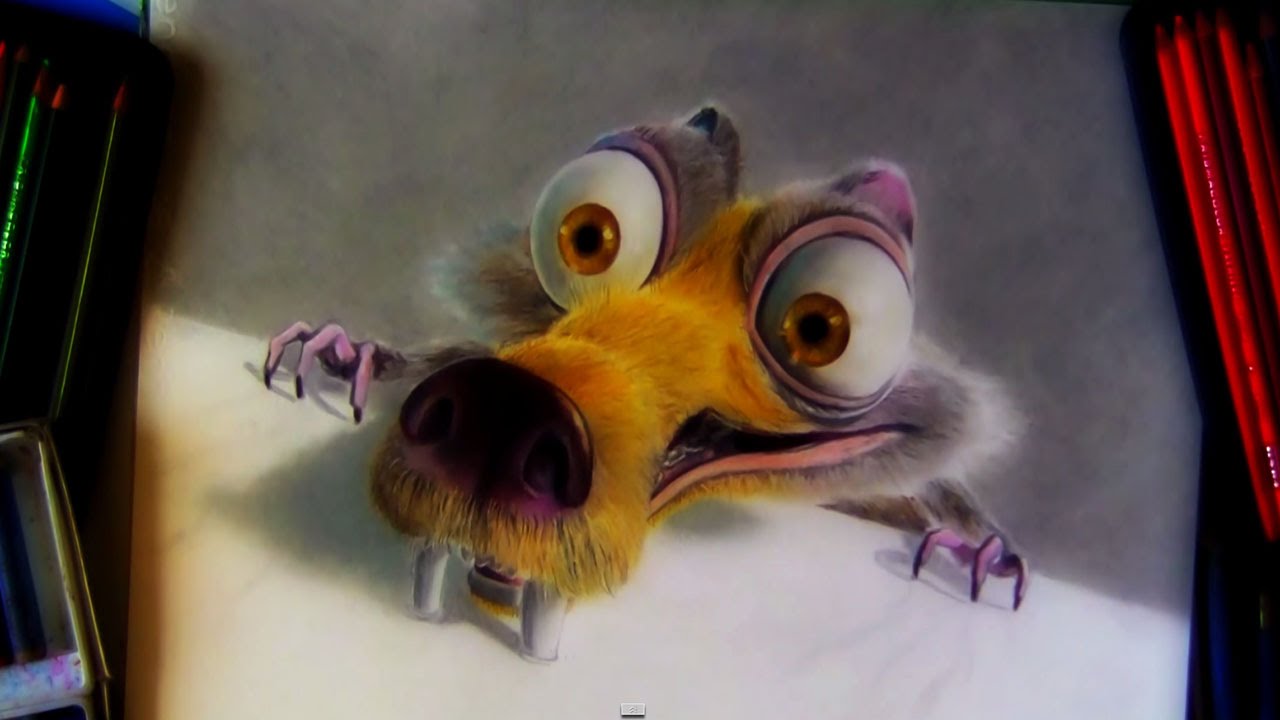 Drawing ice age (scrat from the movie Ice age.) - YouTube