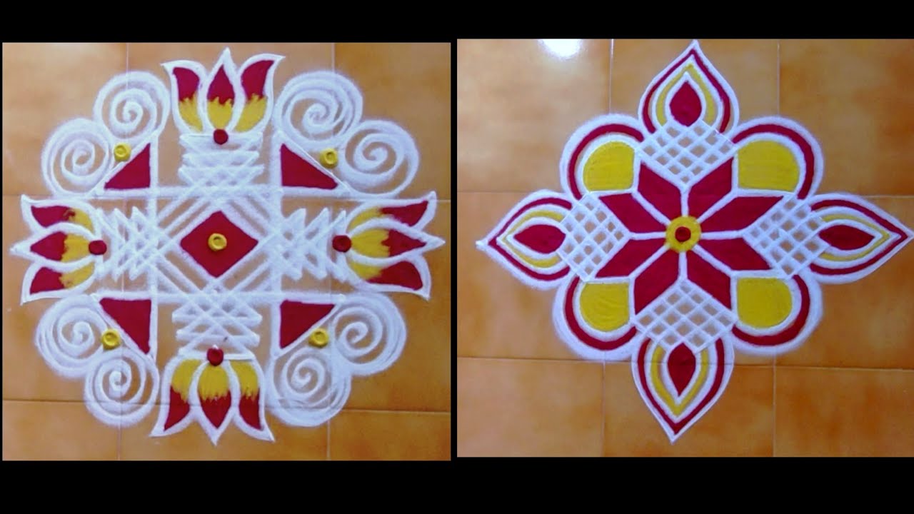 Traditional Pooja Rangoli kolangal//padi kolam//7×1 dots//Thiru Aarooran kolangal - YouTube