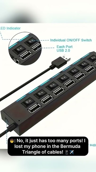LED USB 2.0 Hub – 4/7 Port with Power Switch for PC & Laptop - YouTube