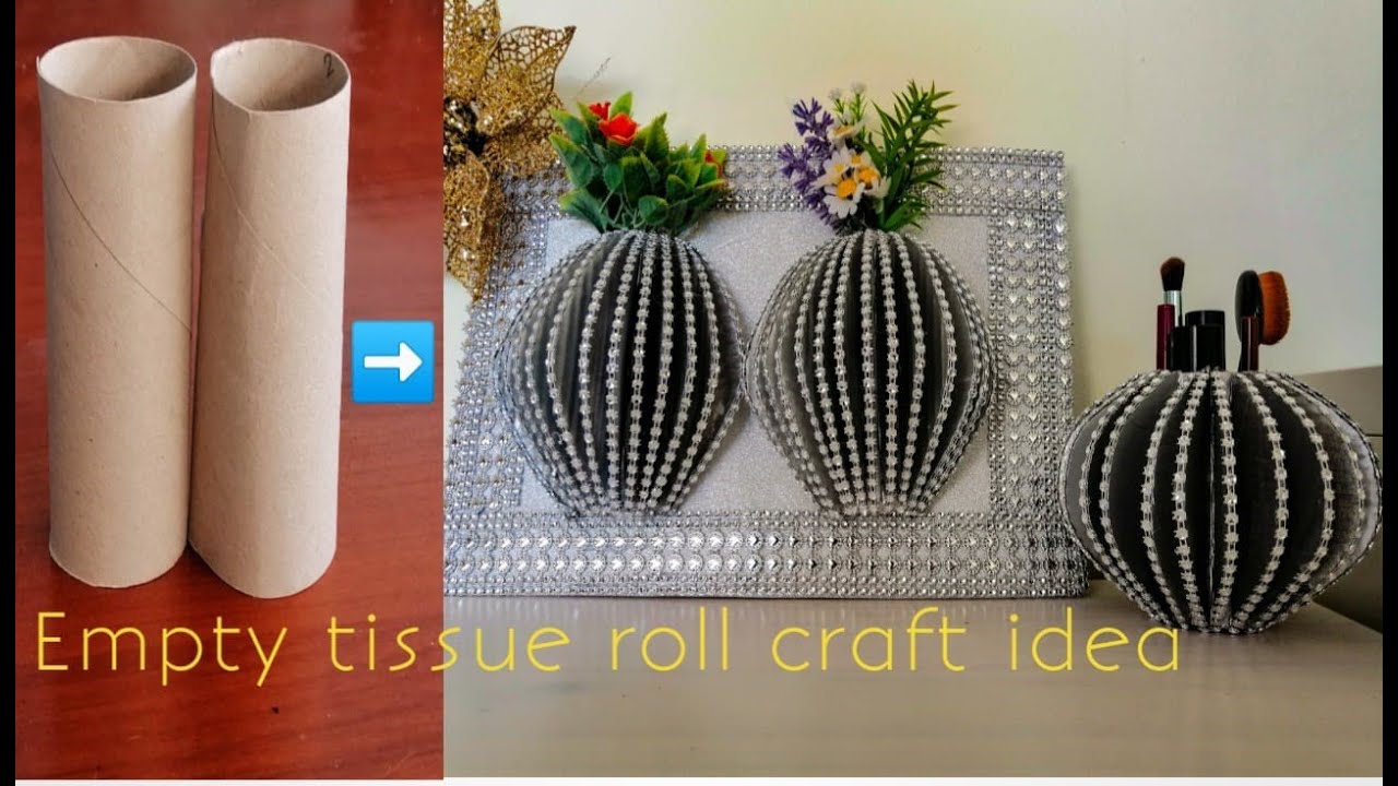 DIY Wall Decoration using empty tissue roll | cardboard craft ideas ...
