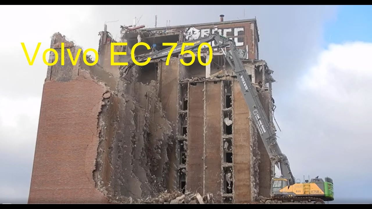 Excavator Volvo EC 750 HR - demolition site (4k) - YouTube