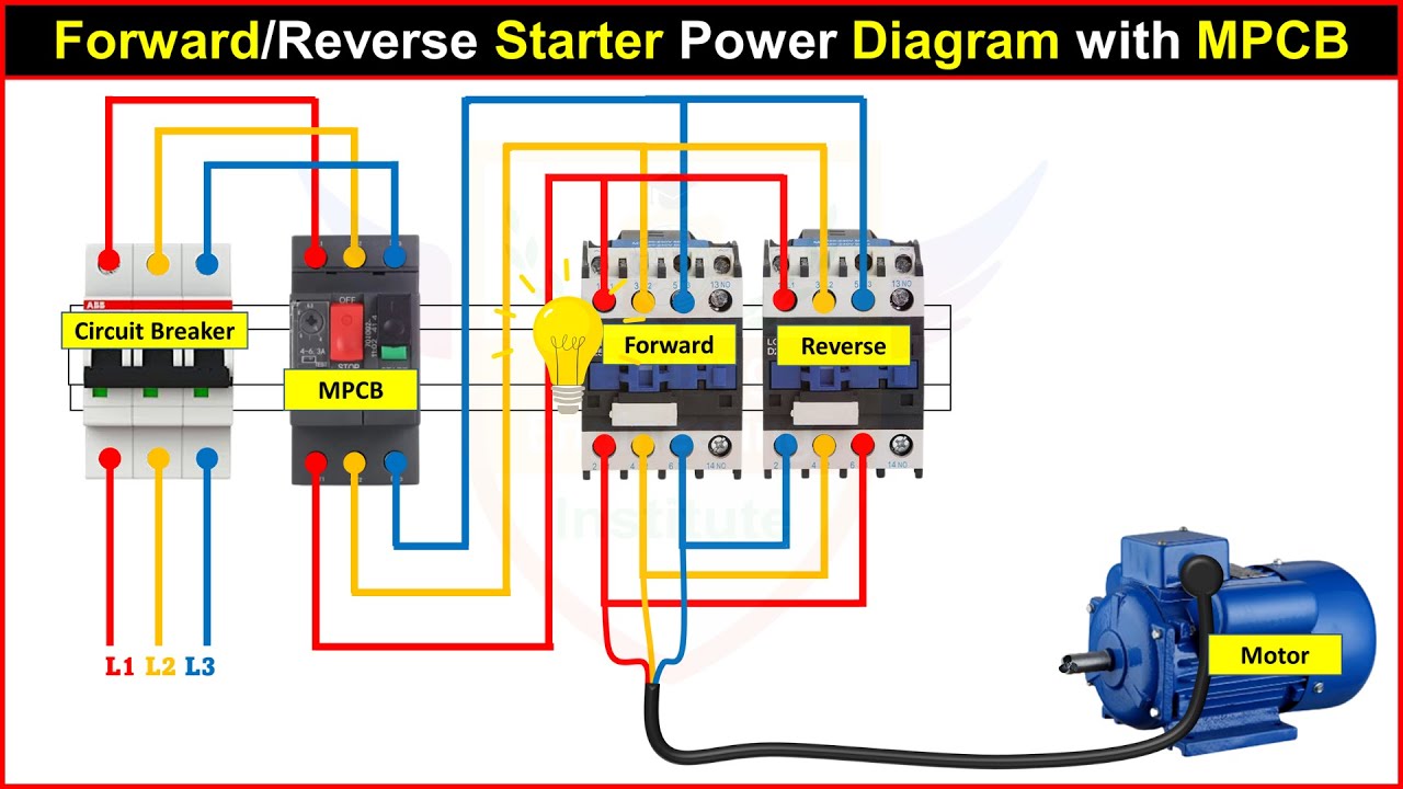 Forward Reverse Starter Power Diagram with MPCB - YouTube