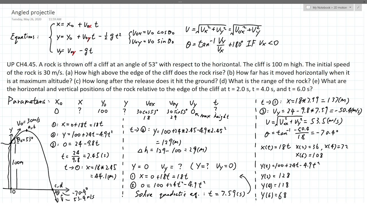 Angled projectile - YouTube