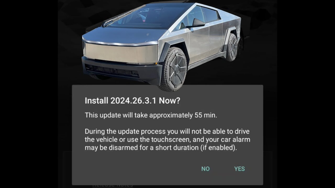 Tesla Cybertruck Software Firmware Update 2024.26.3.1 YouTube Amazon ...