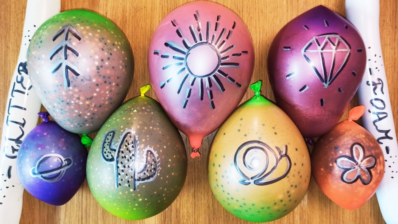 Old Slime Mixing - Balloons, Glitter and Foam - Satisfying Slime Video ...