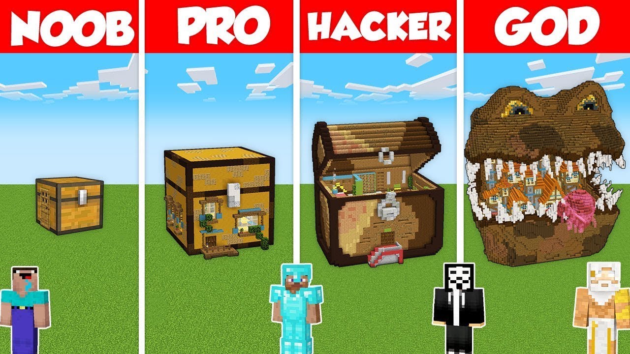 INSIDE CHEST BASE BUILD CHALLENGE - Minecraft Battle: NOOB vs PRO vs ...
