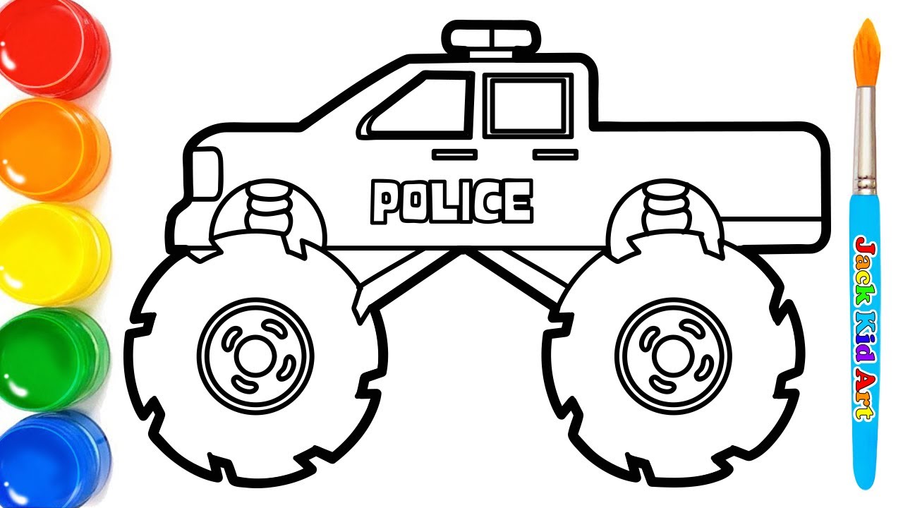 How to Draw Police Monster Car| Coloring - YouTube