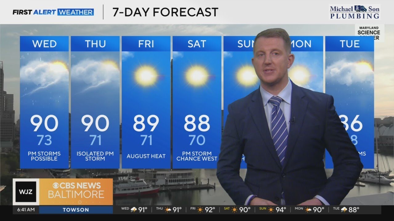 Hot Wednesday and Thursday, some evening storms in Maryland - YouTube