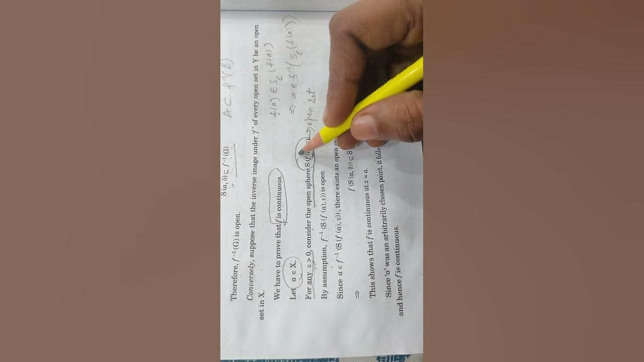 # 7, f is continuous iff inverse image of an open set is open in metric space - YouTube
