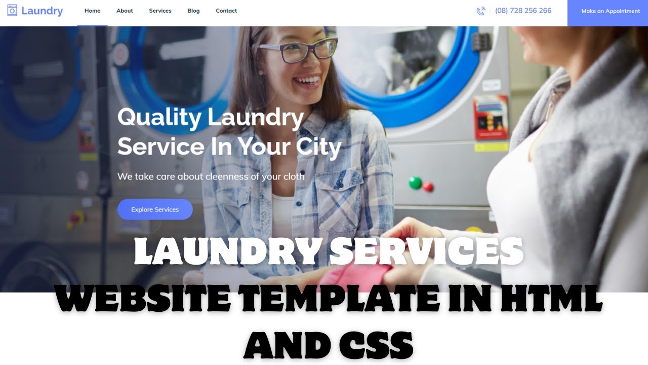 How to make a Laundry Website in HTML CSS and Javascript | Source code ...