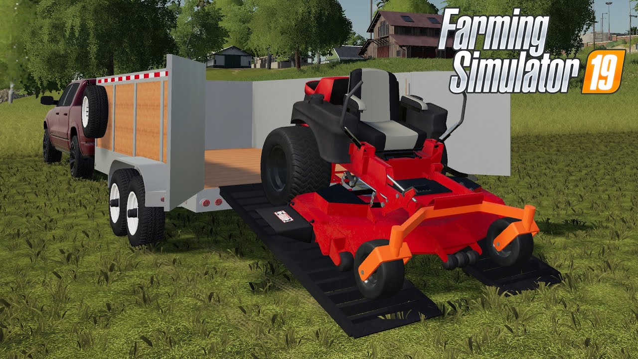 FS19 - TRANSPORTING a LAWN MOWER w/ RAM 1500 V8 - New mods for Farming ...