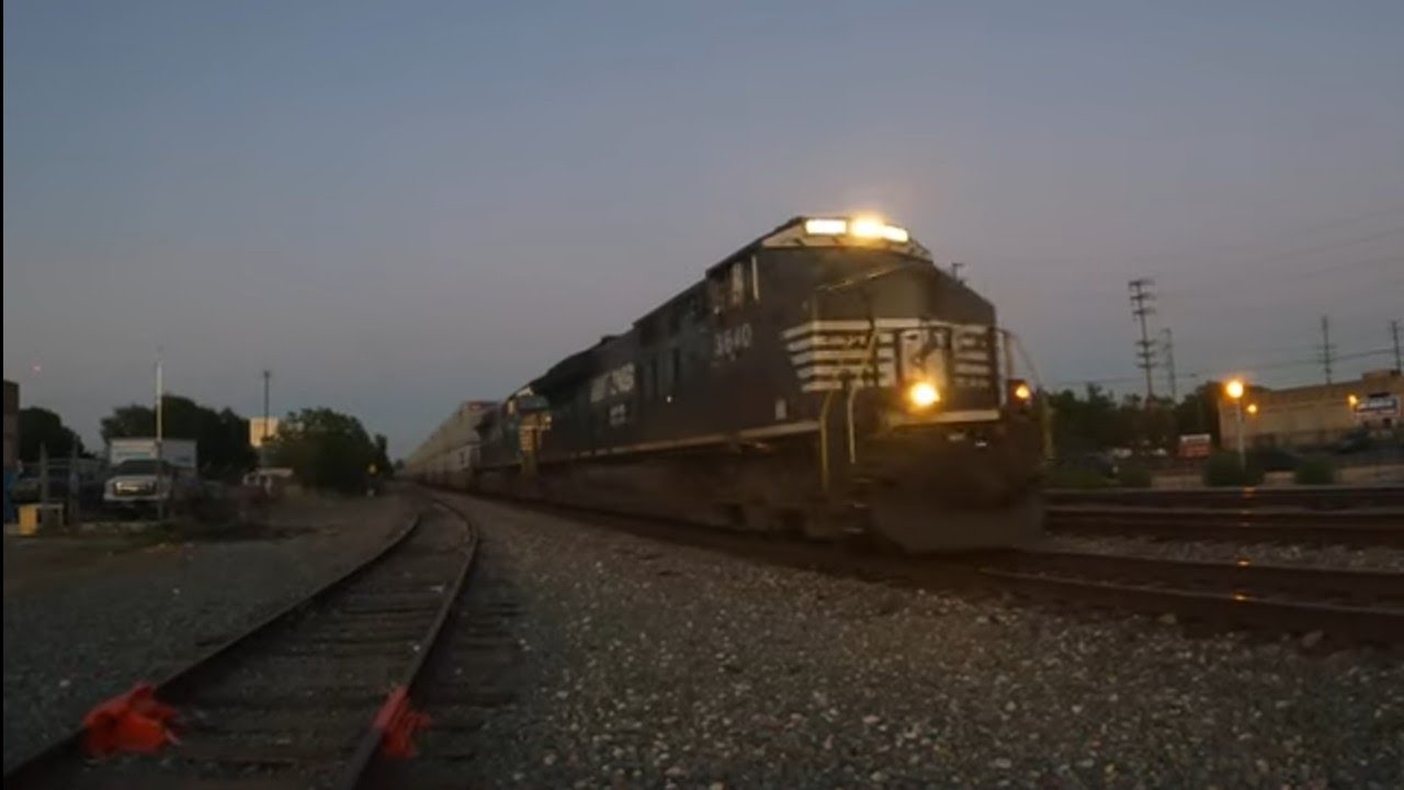 2 NS UNITS LEAD BNSF TRAIN AT NIGHT In fullerton - YouTube