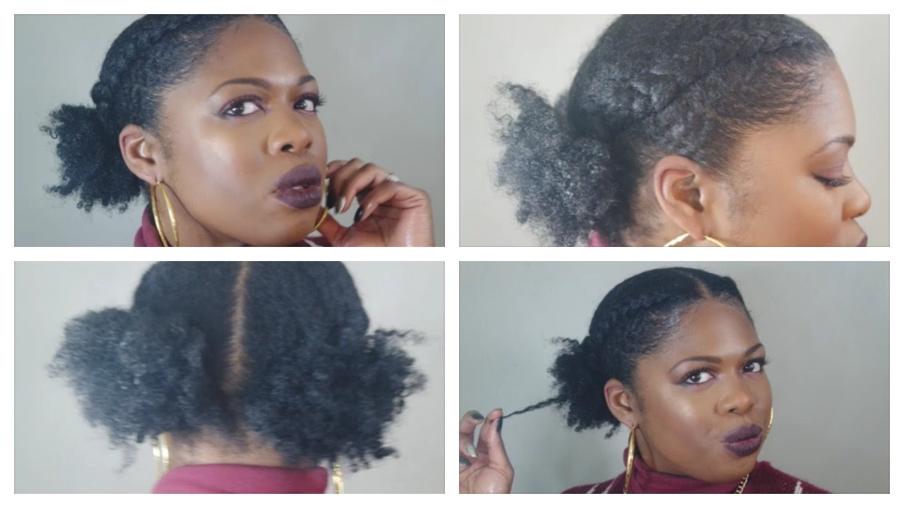 Natural Hair||Braids and Puffs|| 4c Hair - YouTube