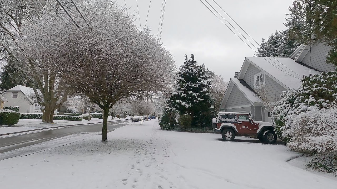 SNOW in Vancouver BC Canada - Walking in the Southwest Area of City ...