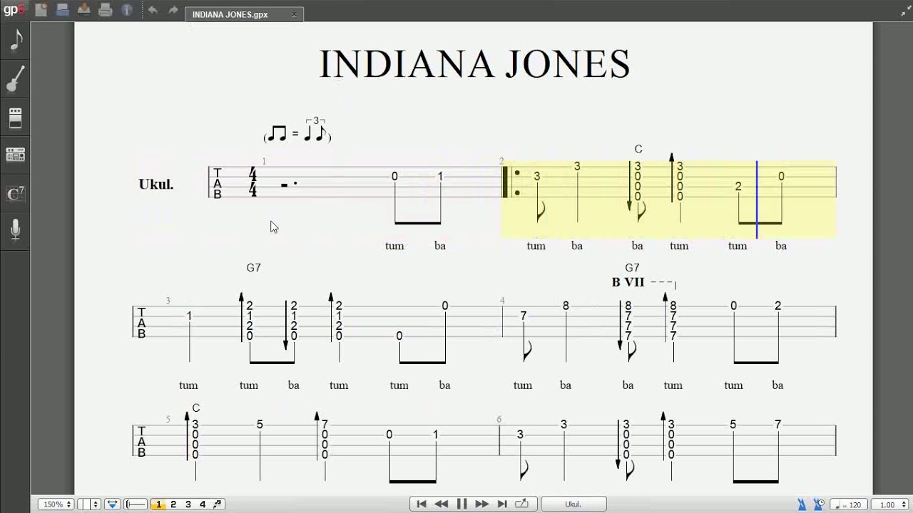 Indiana Jones - The Raiders March (ukulele tab) + PDF - YouTube