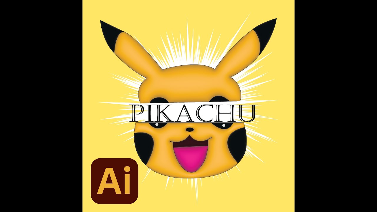 Complete Tutorial How to Design Detailed Anime pikachu logo in Adobe ...