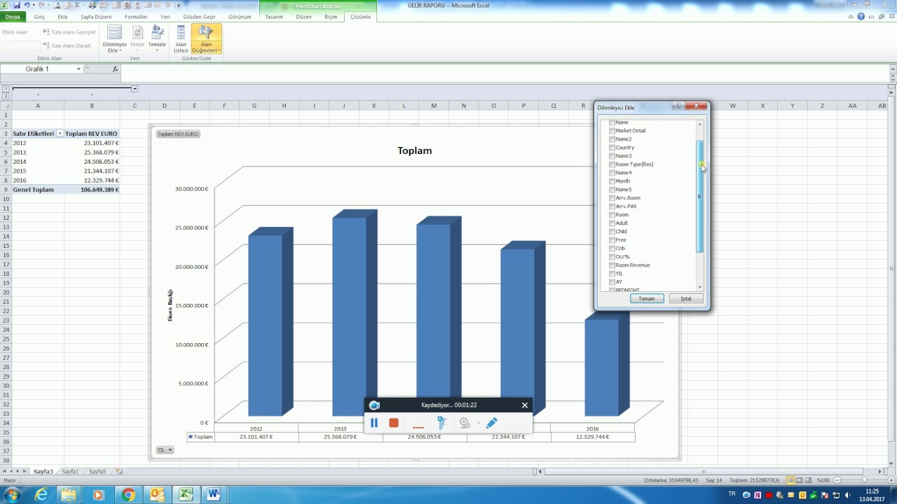 Pivot Table ve Grafik Uygulaması Örneği - YouTube