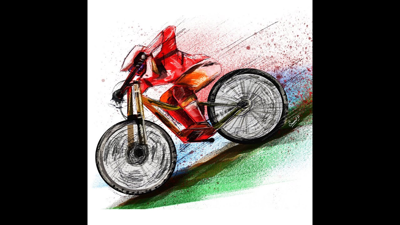 MTB RIDER DIGITAL DRAWING TIMELAPSE - YouTube