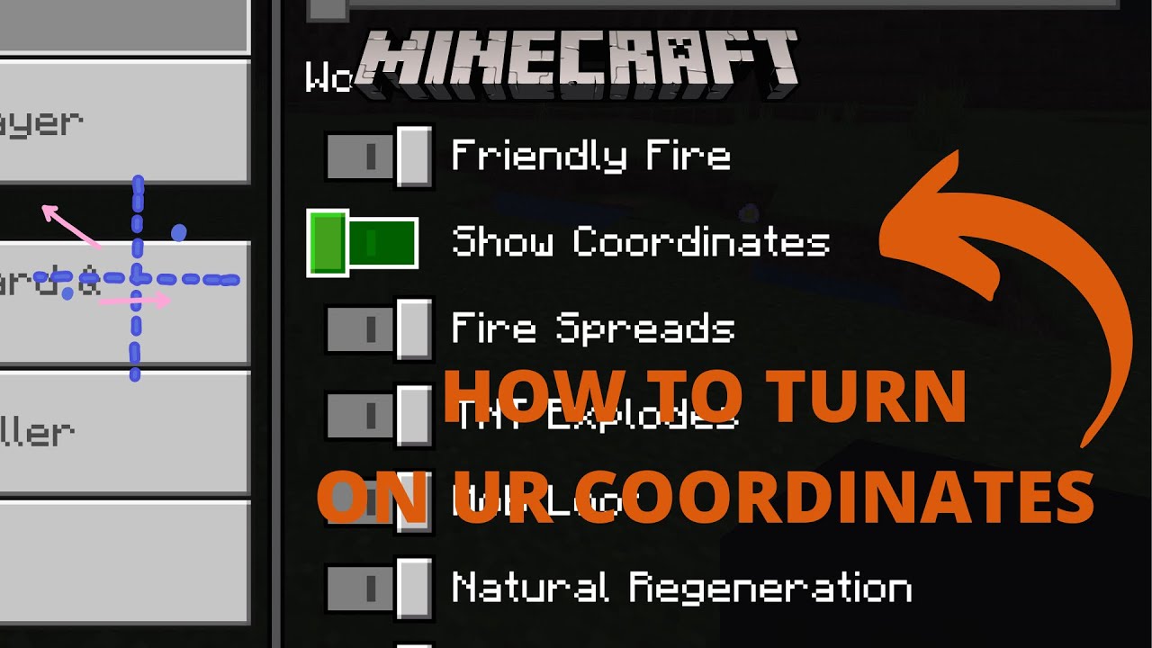 How to turn on your coordinates in Minecraft PE - YouTube