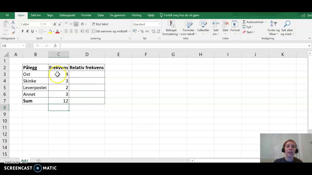 Frekvens: Relativ frekvens i Excel - YouTube