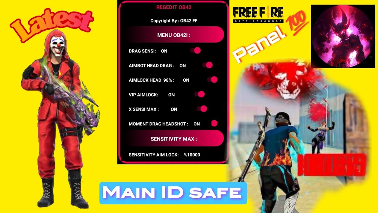 OB42 Free Fire Max 200% AntiBan Mobile Panel || OB42 Auto Headshot ...