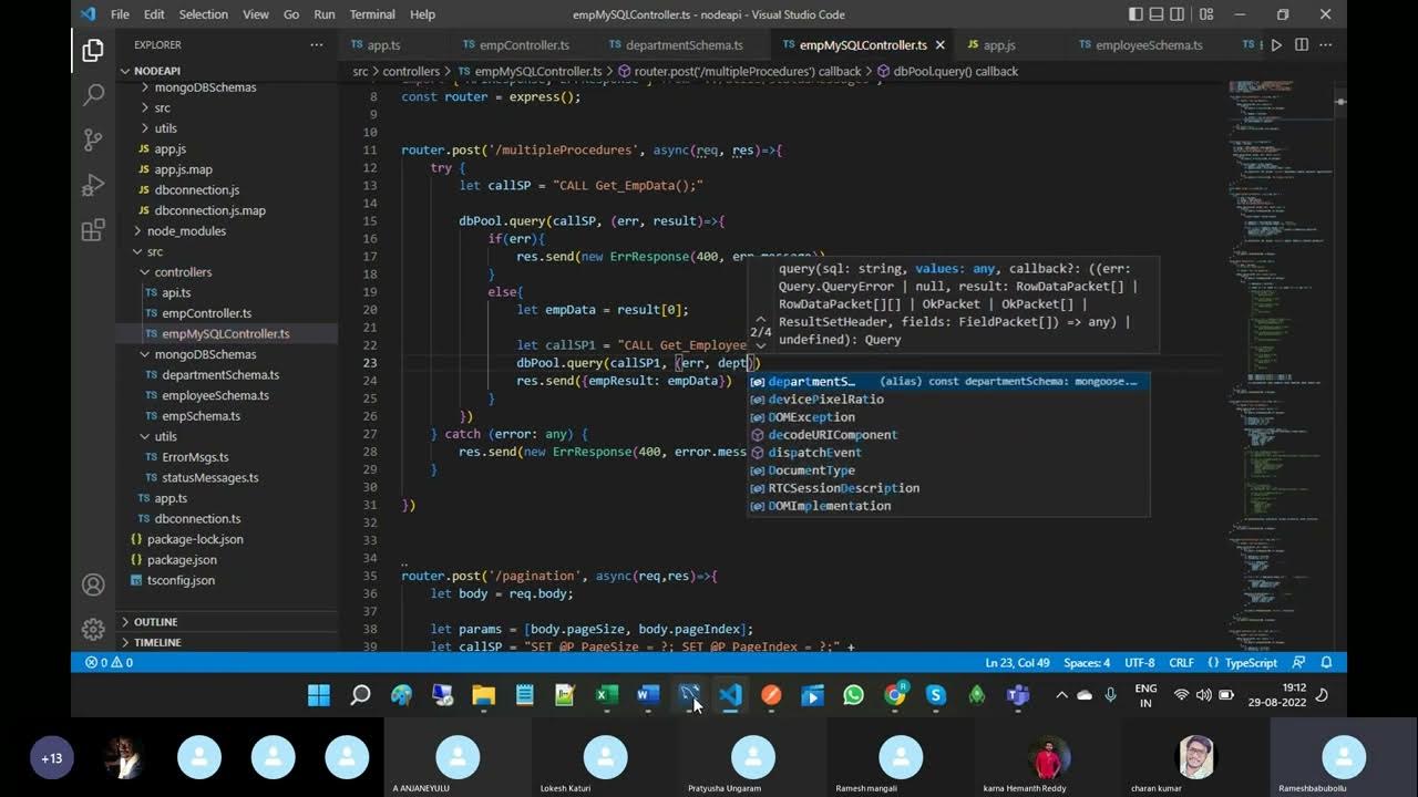 Part 42 Calling multiple stored procedures one by one in Node JS Invalid approach - YouTube