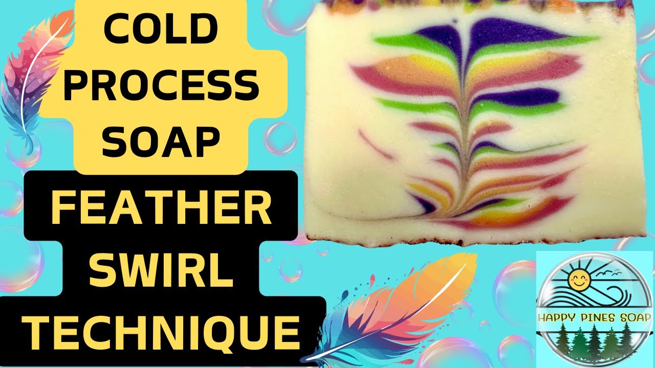 TUTORIAL: Rainbow Feather Swirl Cold Process Soap Design - YouTube