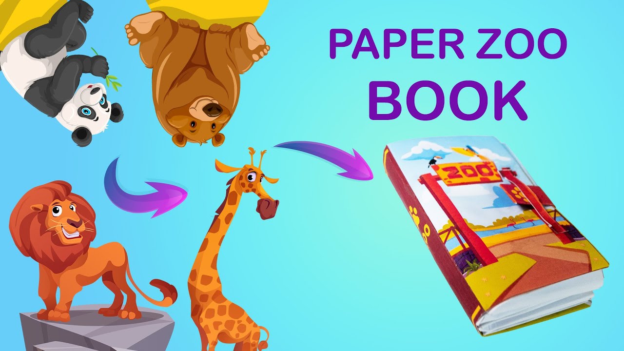 Mini paper pop-up book with zoo DIY. Paper Animals craft for kids ...