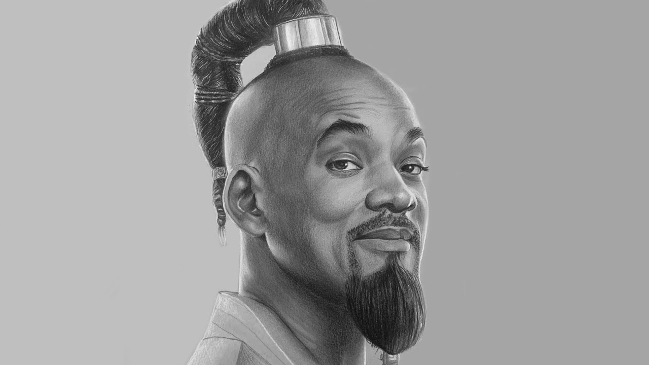 Drawing Will Smith as Genie (Aladdin) |Pencil Drawing Time-lapse - YouTube