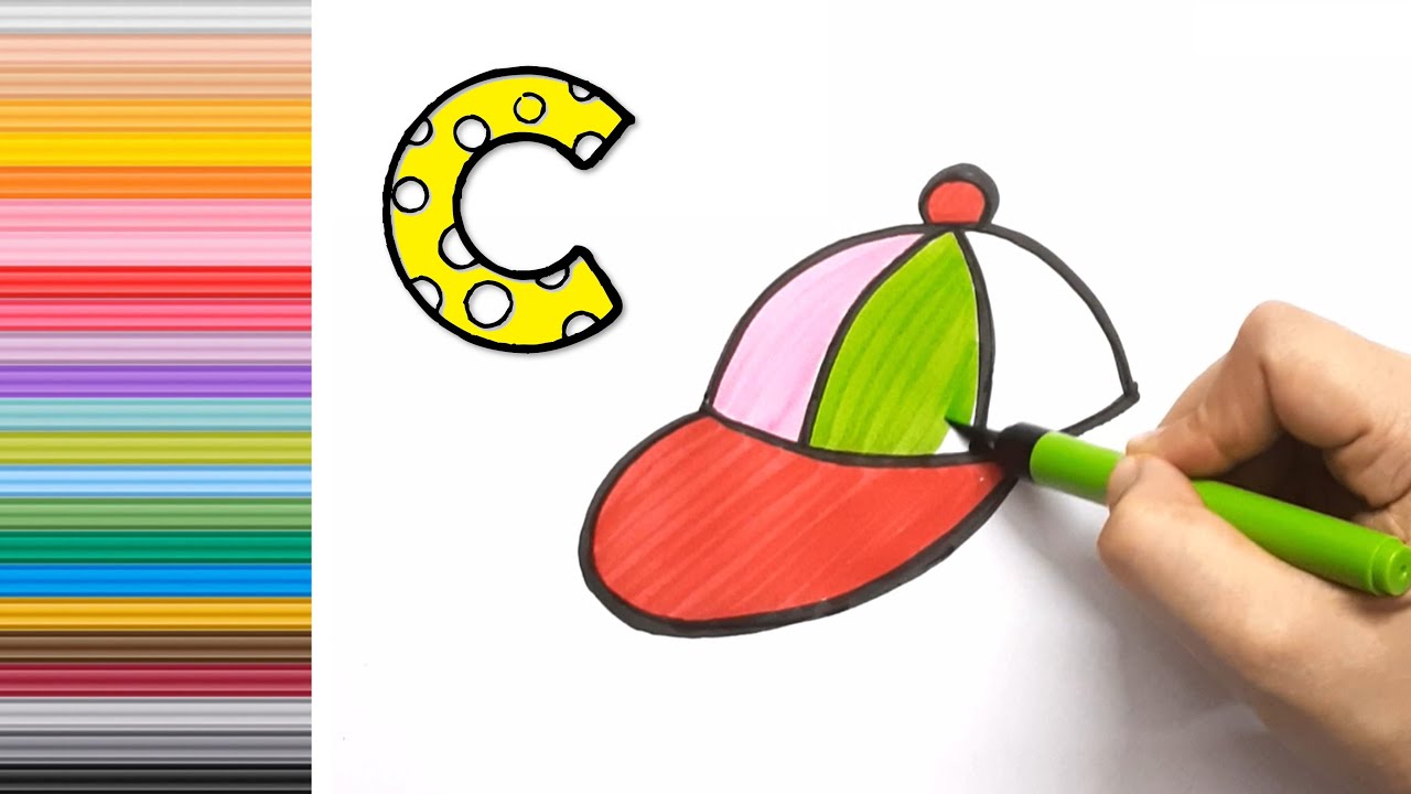 C is for Cap 🧢 | How to Draw Letter C | Cap Drawing & Coloring | Learn ...