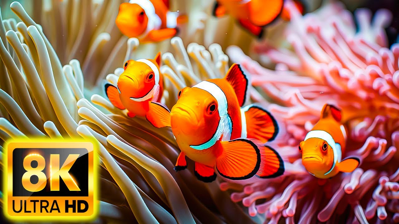 Aquarium 8K ULTRA HD - Beautiful Relaxing Coral Reef Fish - Relaxing ...