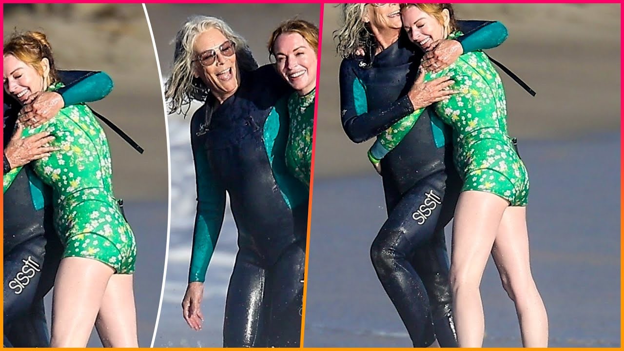 Lindsay Lohan and Jamie Lee Curtis share an adorable hug on the beach ...