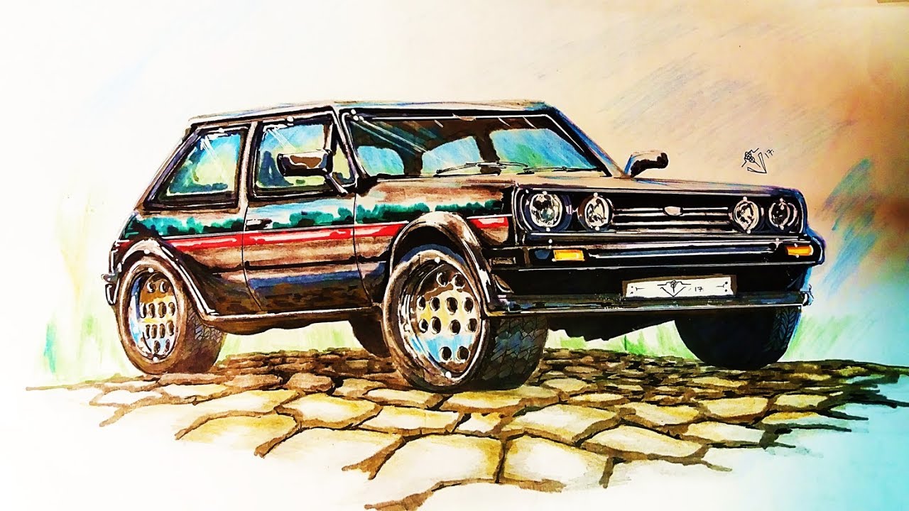 Drawing a Ford Fiesta -XR2- (time lapse) - YouTube