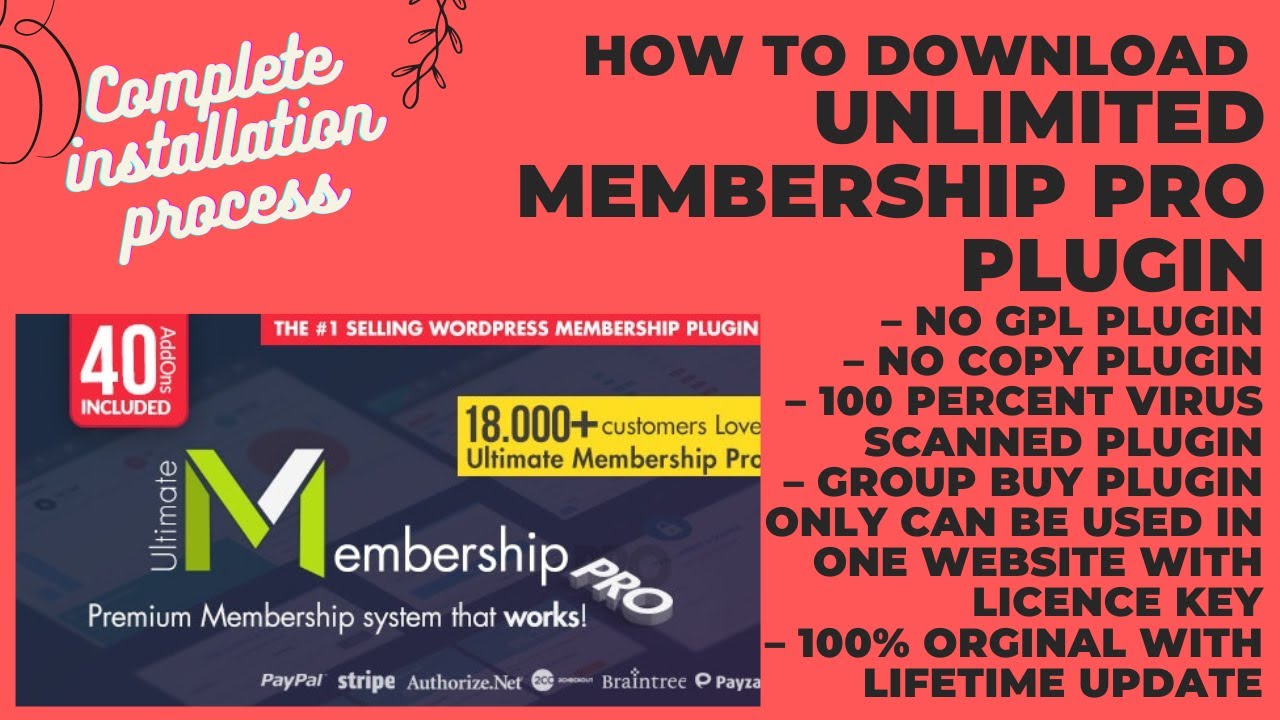 Unlimited Membership Pro WordPress Plugin Download 100% Original with License key - YouTube