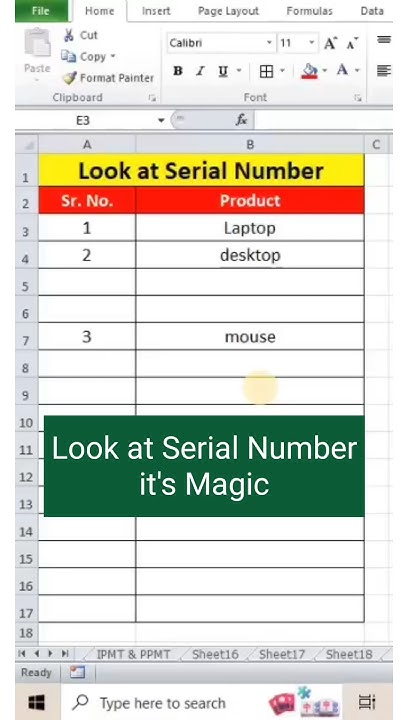 Auto Serial Number in Excel | Dynamic Serial Number | #exceltech #shorts #shortsvideo # ...