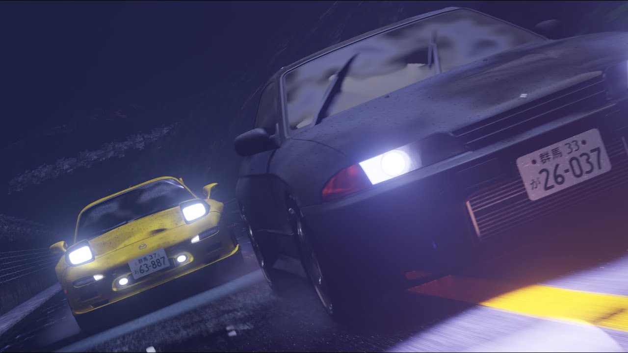 【頭文字Dリメイク】Initial D FD3S vs R32 in Blender 【Initial D × Blender】 - YouTube