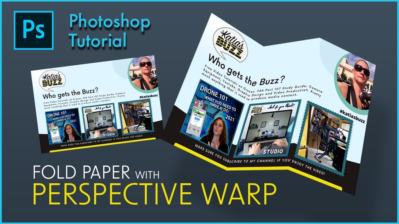 How to Fold Paper with Perspective Warp in Photoshop on Katia's Buzz 🐝 ...