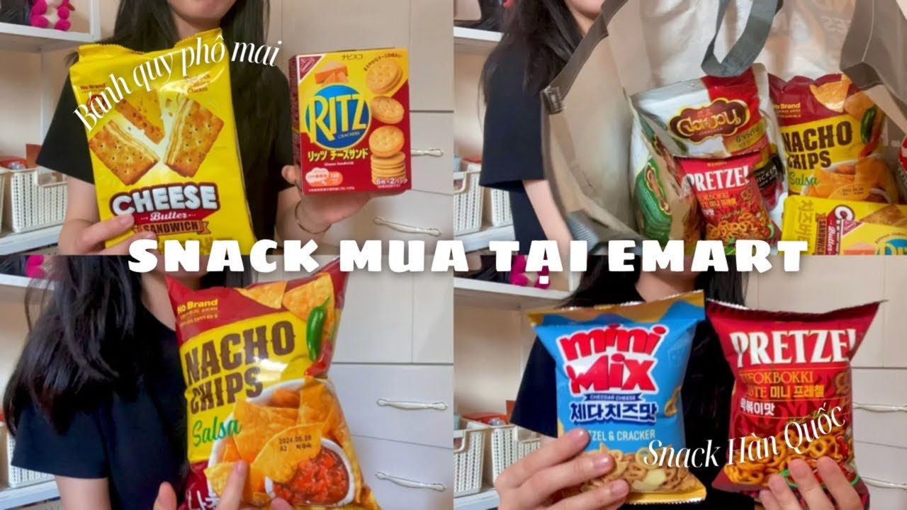 ENG | Đi siêu thị Emart, snack mua tại Emart, bánh quy phô mai, snack ...
