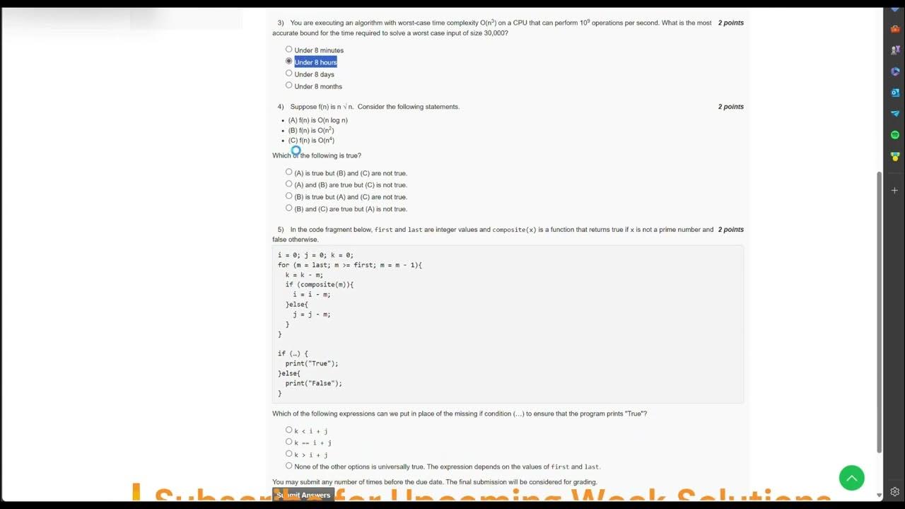 NPTEL Design and Analysis of Algorithms Week 1 Solution July 2024 | Chennai Mathematical ...