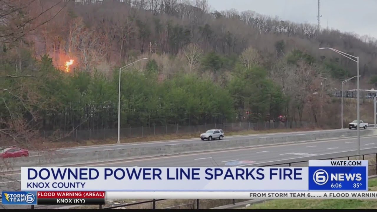 Fallen power line sparks fire - YouTube